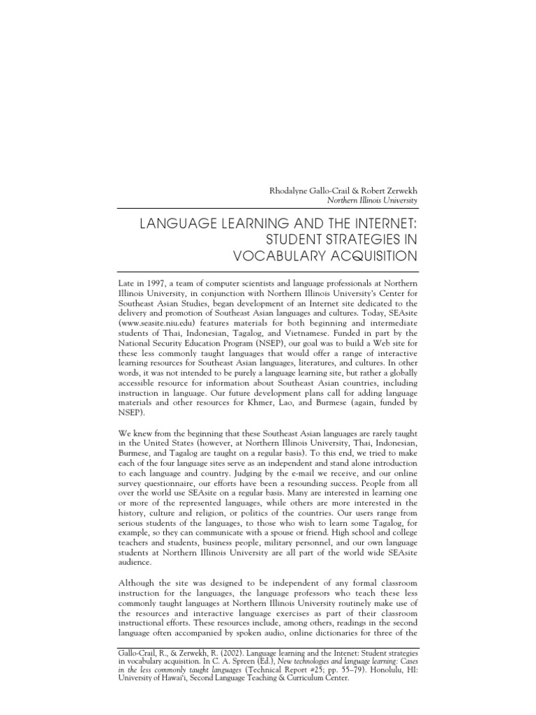 Language Learning & Internet Strategies | PDF | Vocabulary | Reading ...