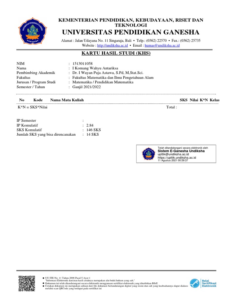 KHS Ganjil 2021-2022 Signed | PDF