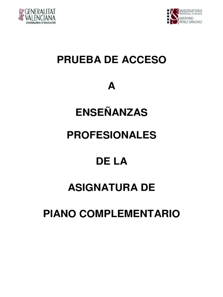 Piano Complementario | PDF | Piano | Composiciones Musicales