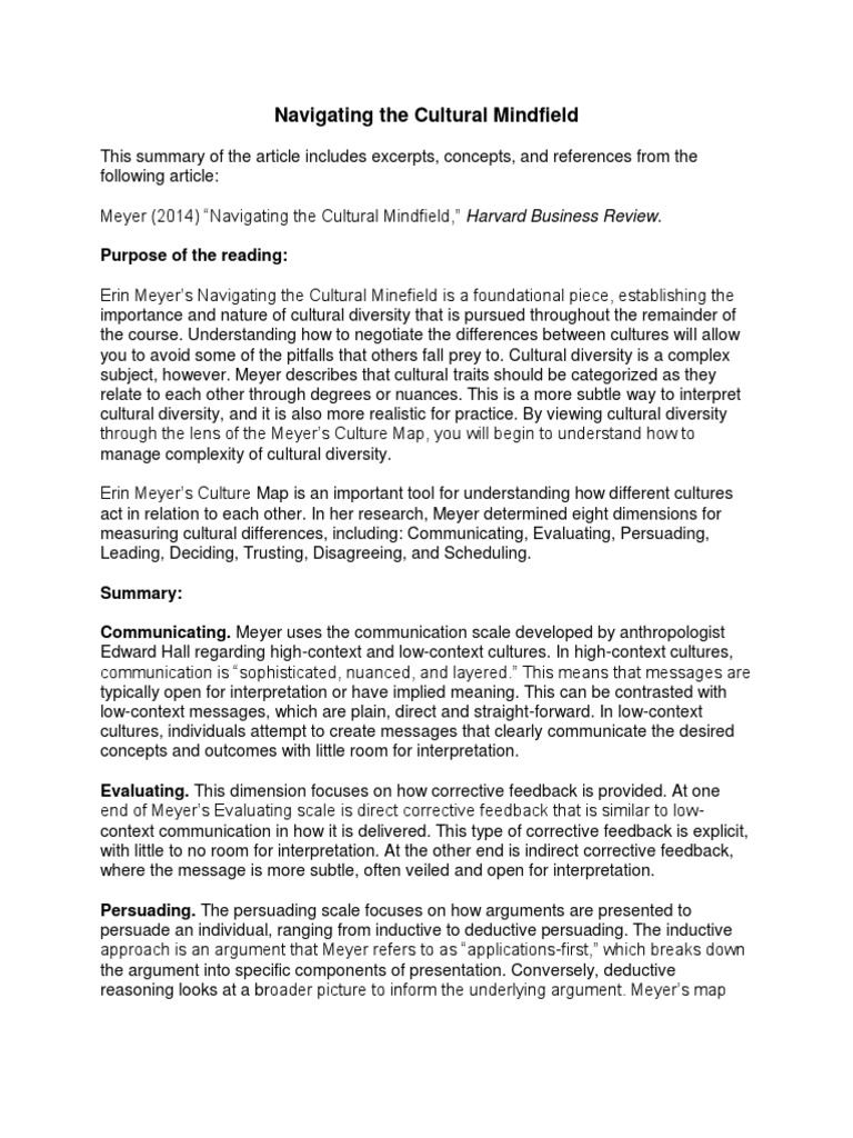 Understanding Meyer’s Culture Map | PDF | Map | Reason