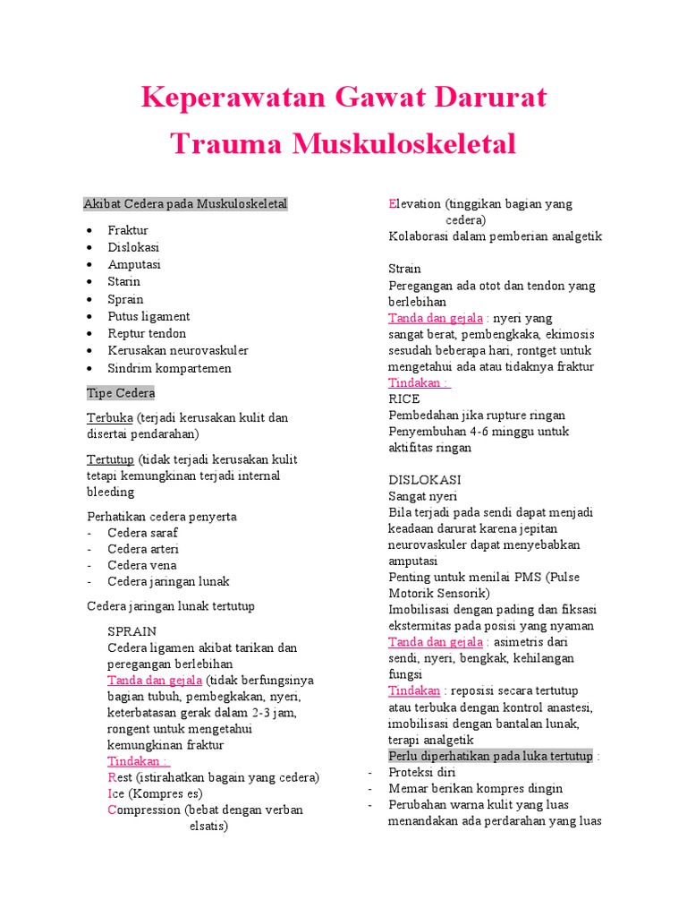 Penatalaksanaan Trauma Muskuloskeletal | PDF