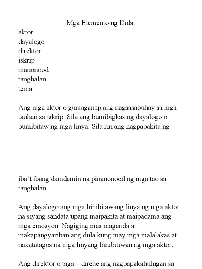 Mga Elemento NG Dula | PDF