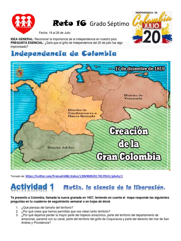 RETO 16 - GRADO 7 - Independencia de Colombia | PDF | América del Sur ...