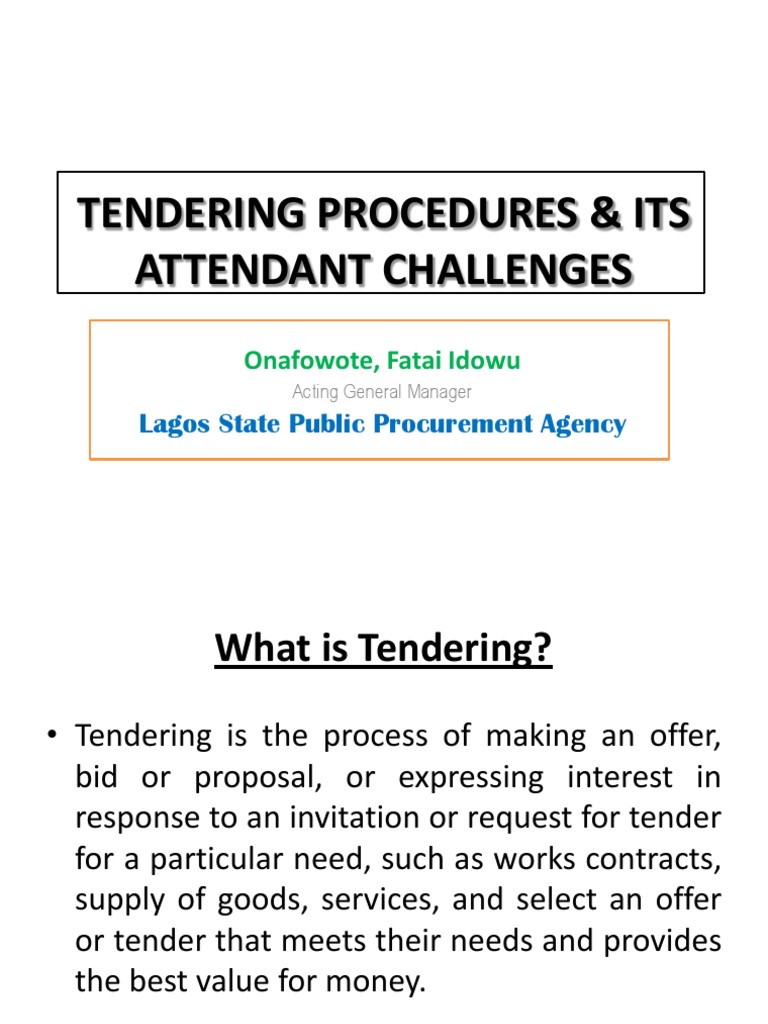 Tendering Procedures & It's Attendant Challenges | PDF | Procurement | Economies