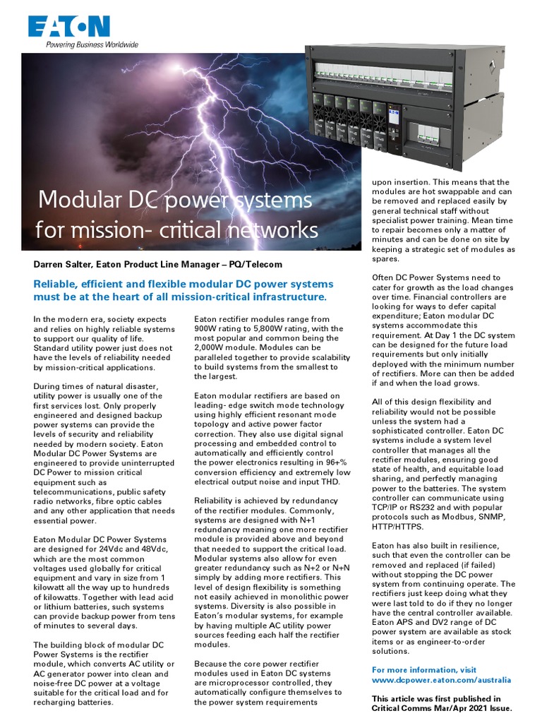 Eaton Modular DC Power Feb2021 | PDF | Rectifier | Direct Current