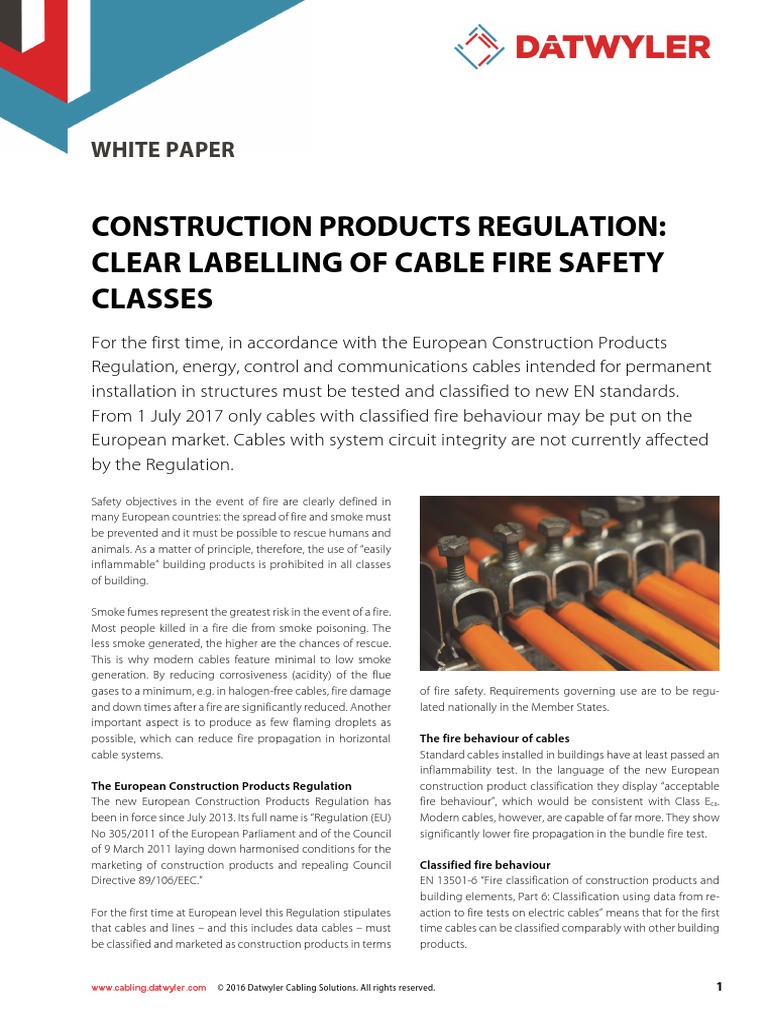 Construction Products Regulation: Clear Labelling of Cable Fire Safety ...