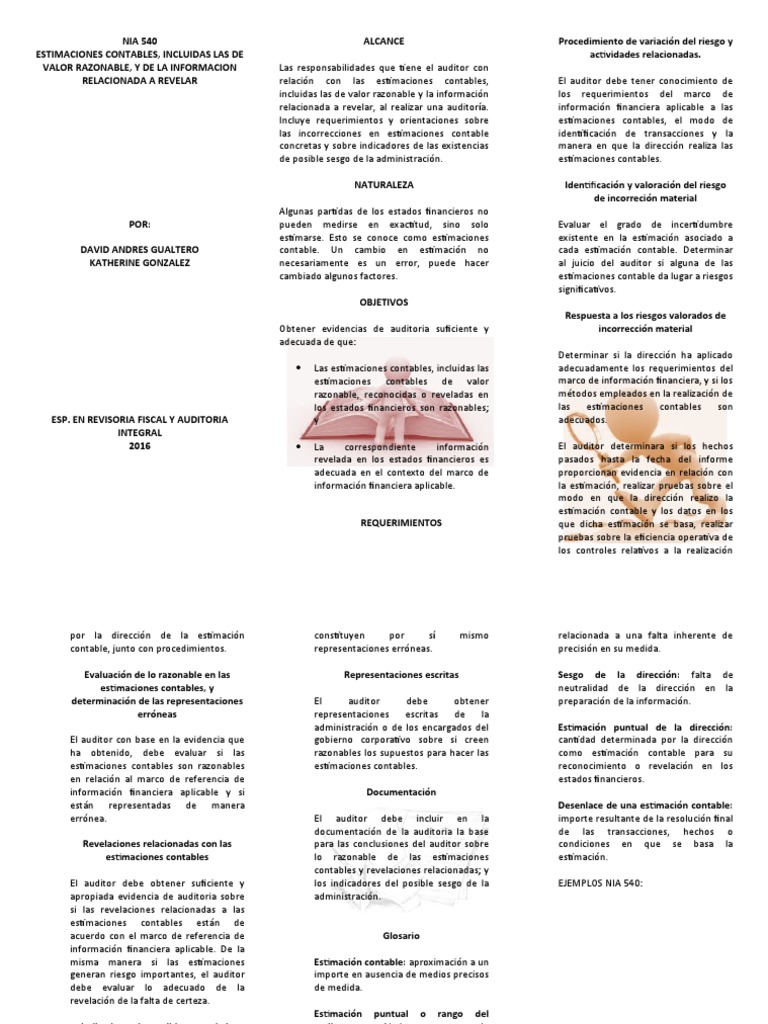 Nia 540 Estimaciones Contables Incluidas | PDF | Auditoría | Contralor