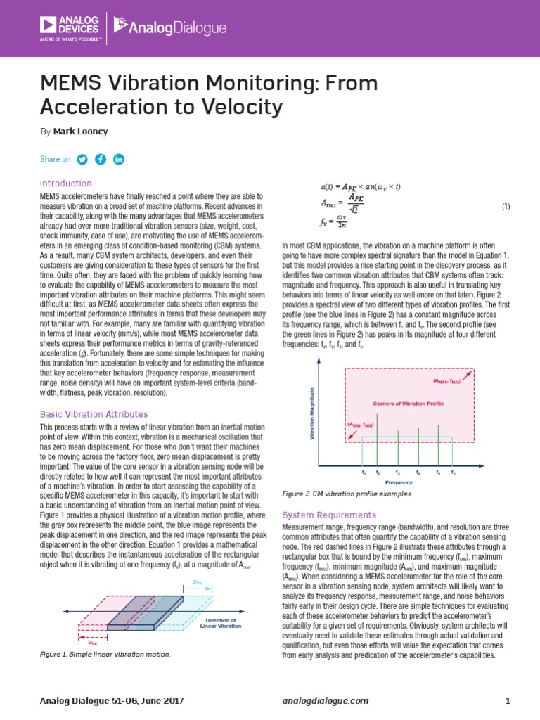 Mems Vibration Monitoring Acceleration To Velocity | PDF ...