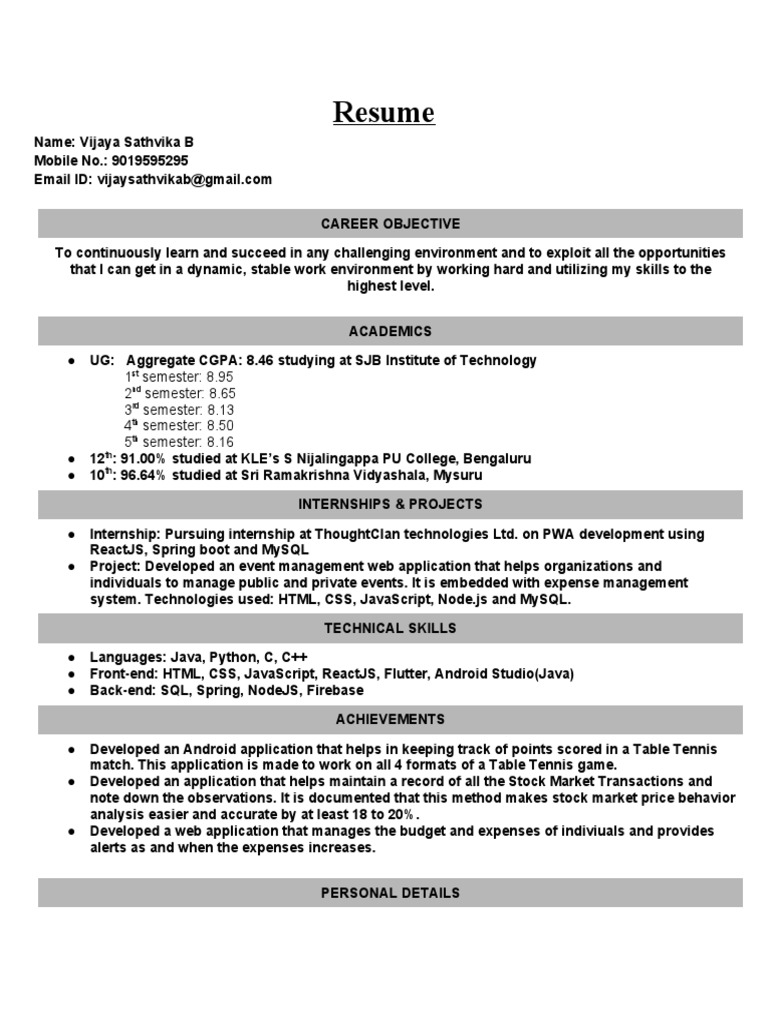 DXC Resume Format | PDF | Computing | Software Development