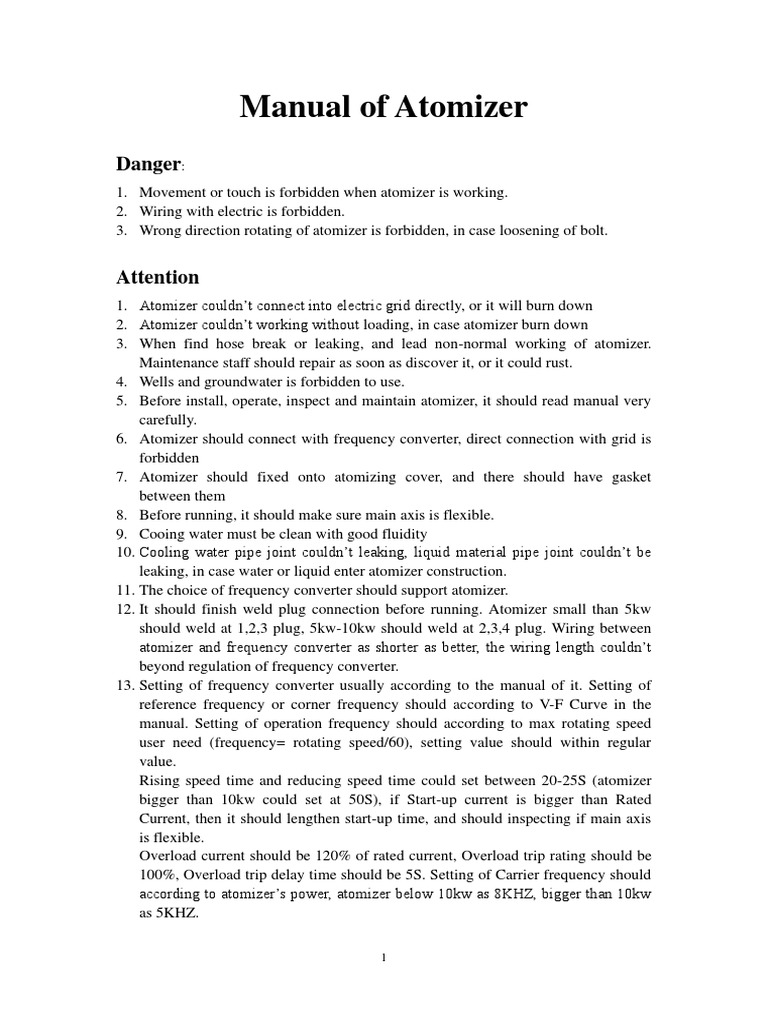 Manual of Spray Dryer No.4 - Atomizer | PDF | Bearing (Mechanical ...