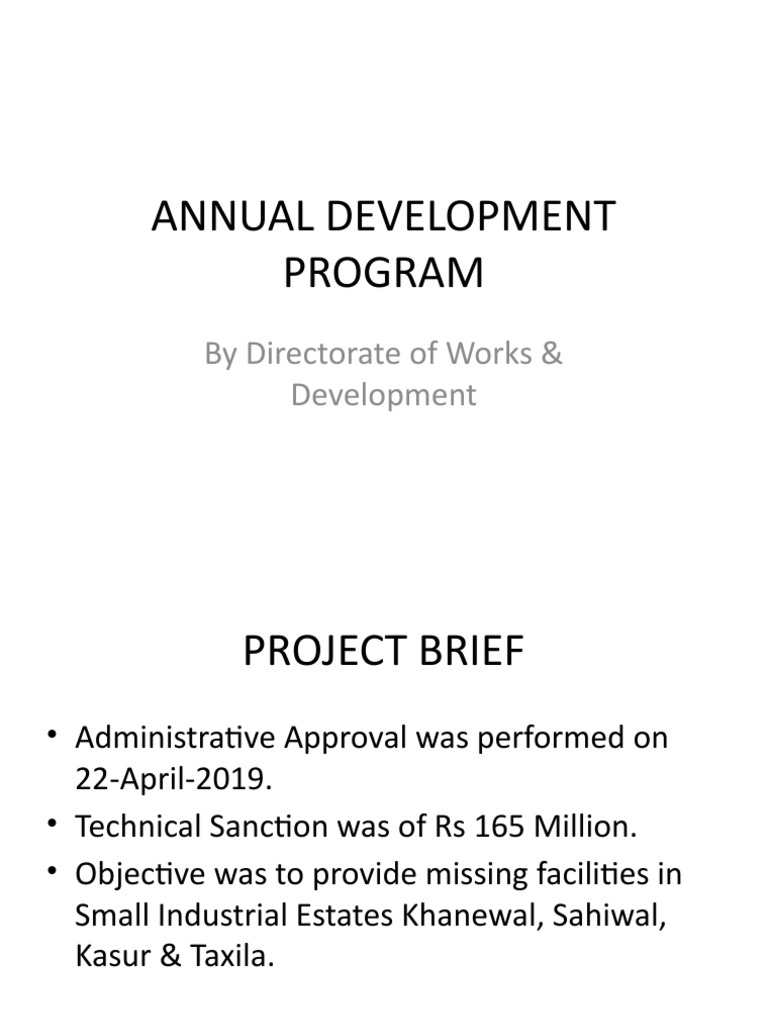 Annual Development Program: by Directorate of Works & Development | PDF ...
