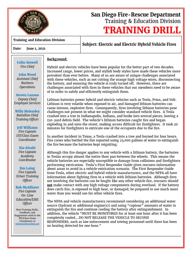 Electric Vehicle Safety Sheet | PDF | Firefighter | Hybrid Vehicle