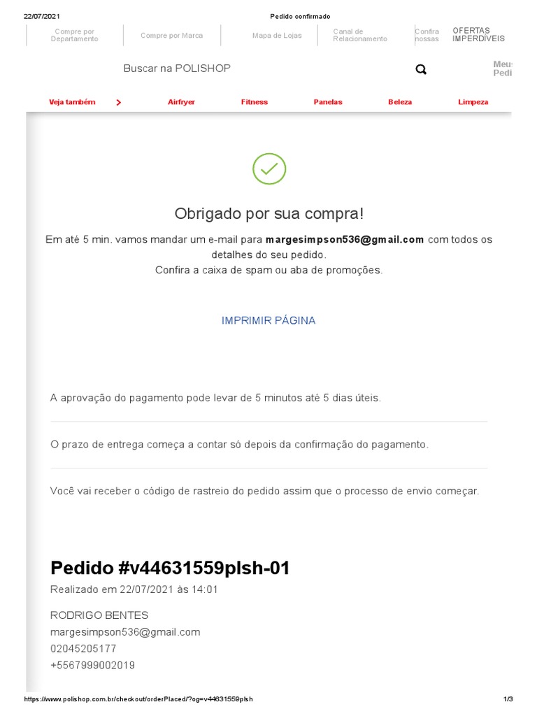 Pedido Confirmado | PDF
