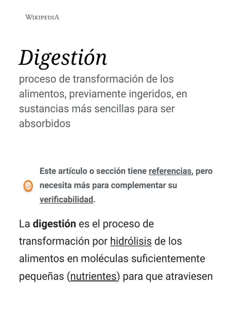 Digestión - Wikipedia, La Enciclopedia Libre | PDF | Digestión | Sistema digestivo humano