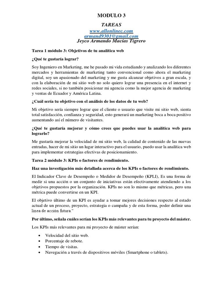 Tareas Modulo 3 | PDF | Marketing | Red mundial