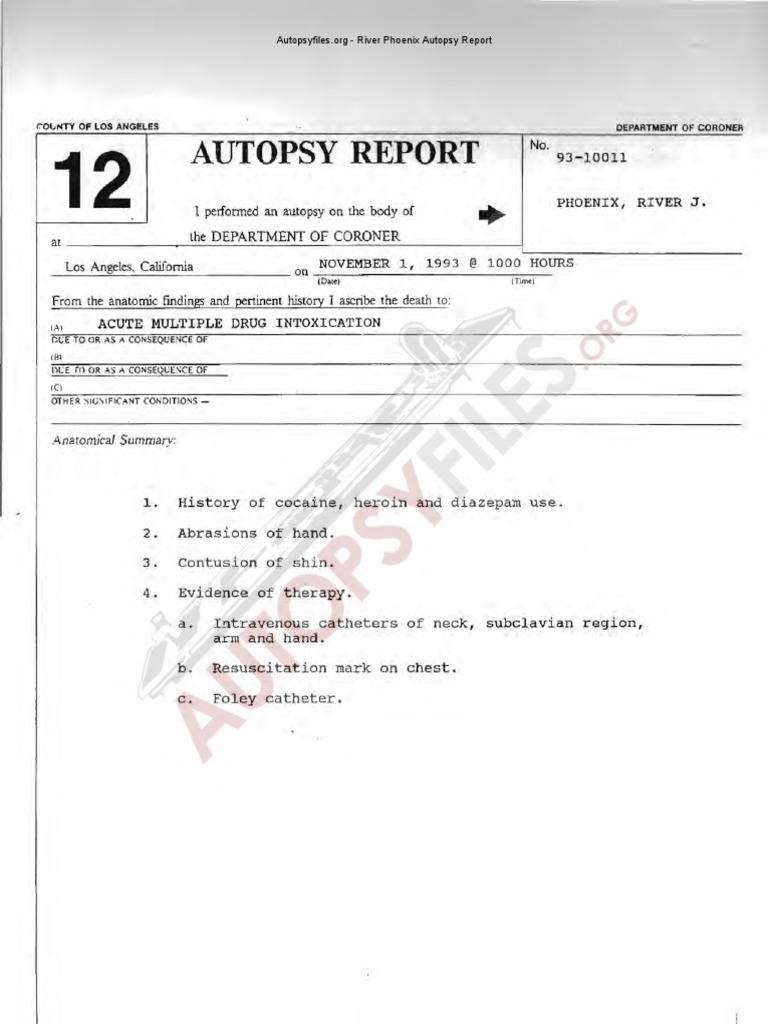 Autopsy Report of Phoenix River | PDF | Lung | Human Anatomy