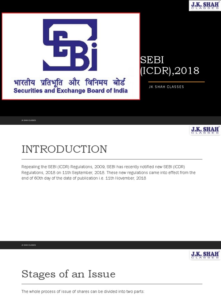 Sebi (Icdr), 2018 | PDF | Initial Public Offering | Securities (Finance)