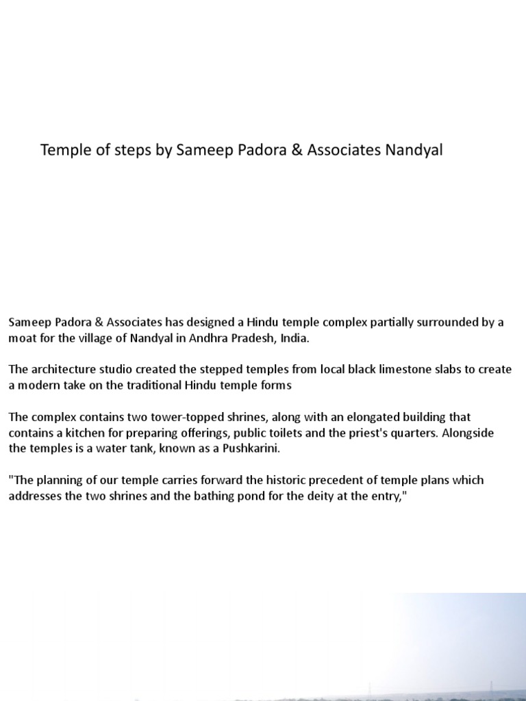 Temple of Steps: Nandyal Design Overview | PDF