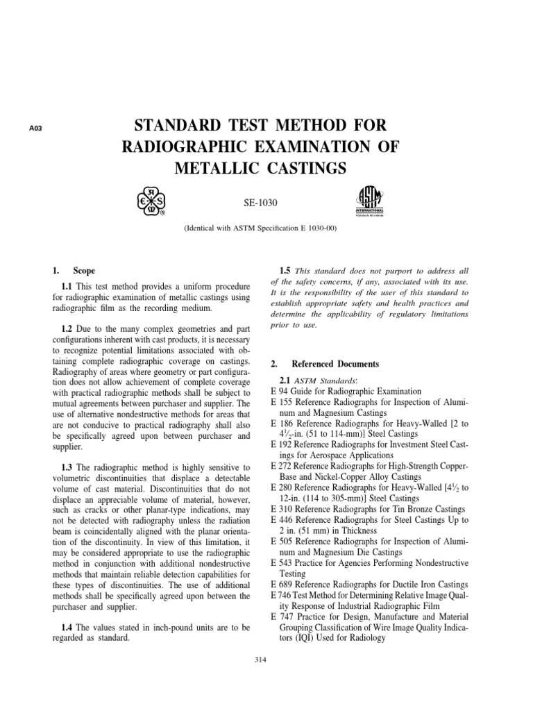 Asme Sec V B Se-1030 | PDF | Nondestructive Testing | Radiography