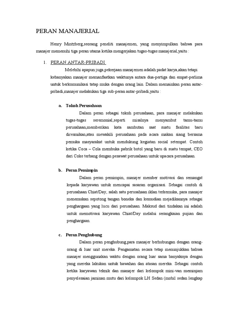 Peran Manajerial | PDF