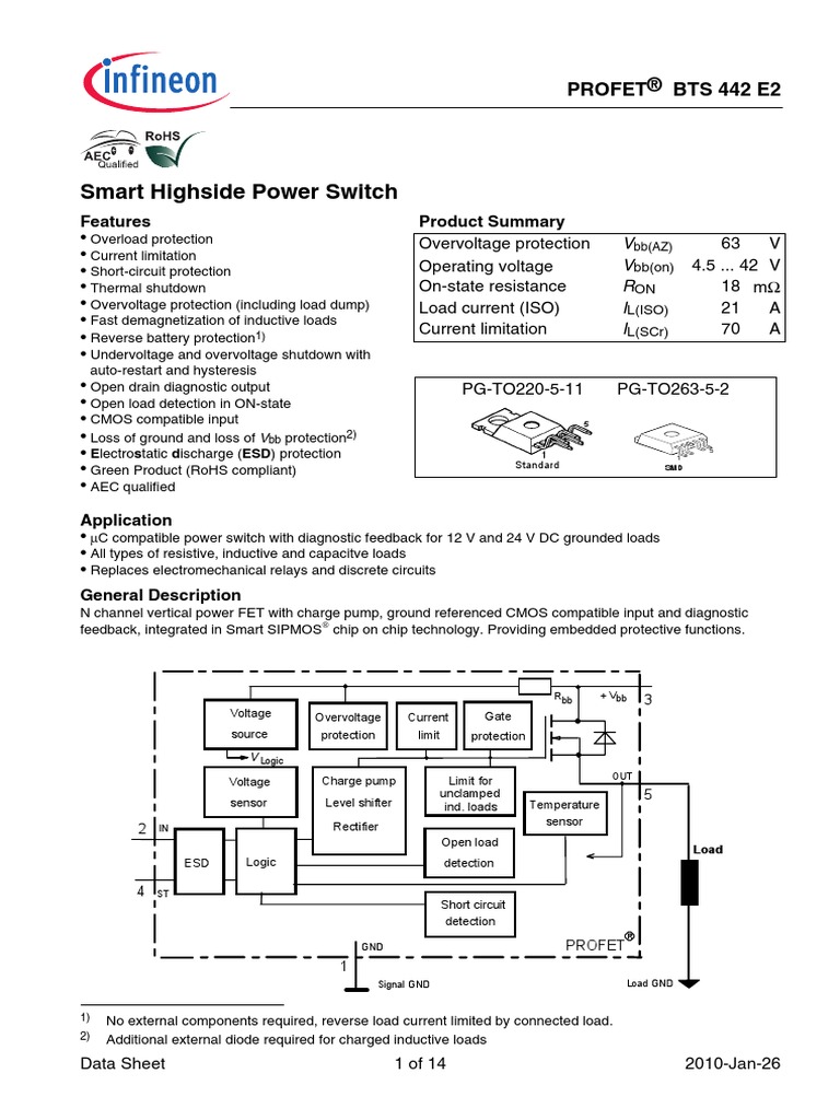 Smart Highside Power Switch: Features Product Summary | PDF | Cmos ...