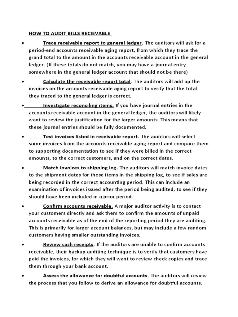 A Comprehensive Guide to Auditing Bills Receivable: A Step-by-Step ...