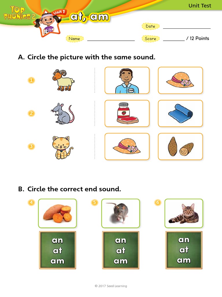 Top Phonics 2 - Unit Tests | PDF