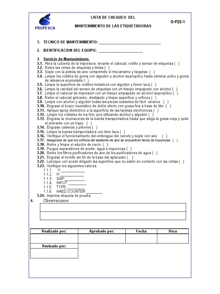 Mantenimiento de Etiquetadoras Marcy Laca | PDF | Materiales | Química
