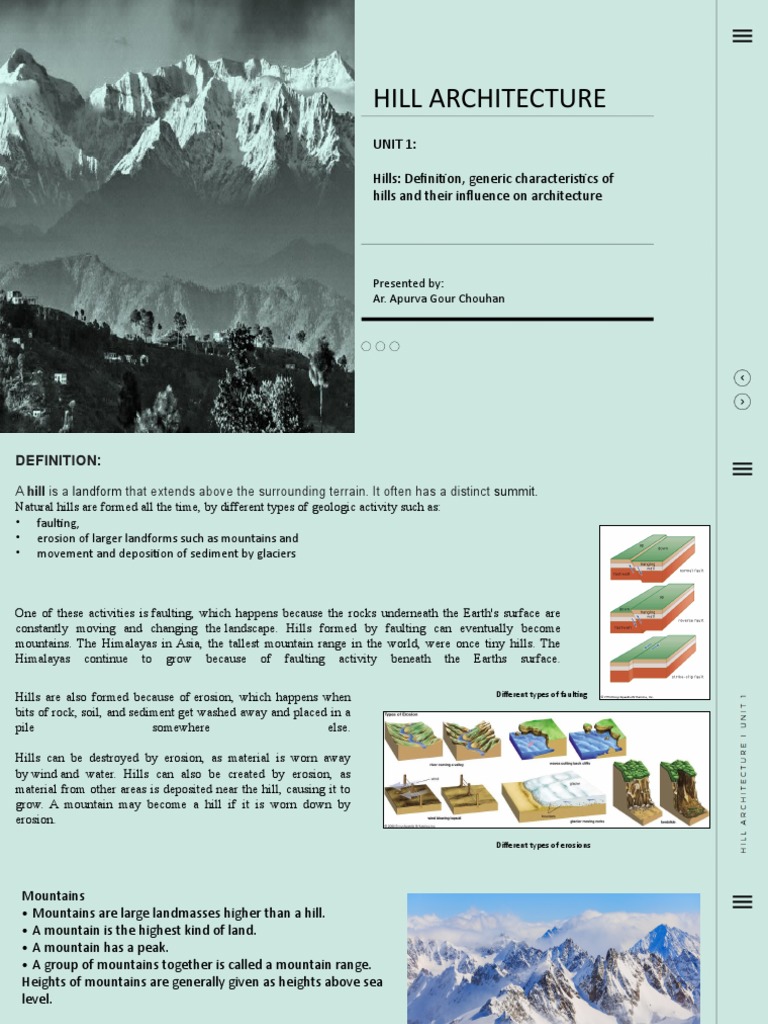 Hill Architecture: Unit 1: Hills: Definition, Generic Characteristics ...