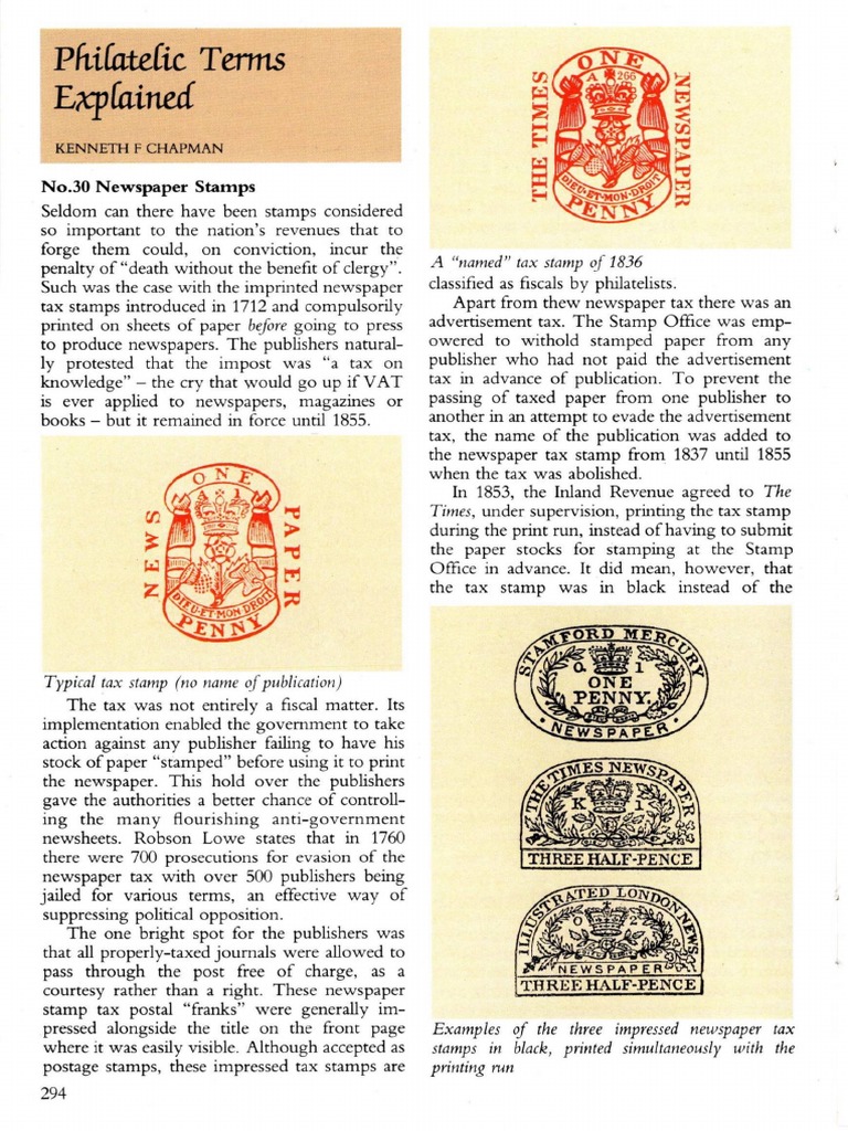 Philatelic Terms 30 Newspaper Stamps | PDF | Mail | Postage Stamp