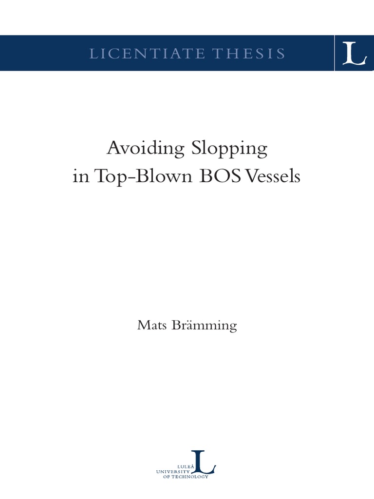 Avoiding Slopping in Top Blown BOS Vessels | PDF | Iron | Steelmaking