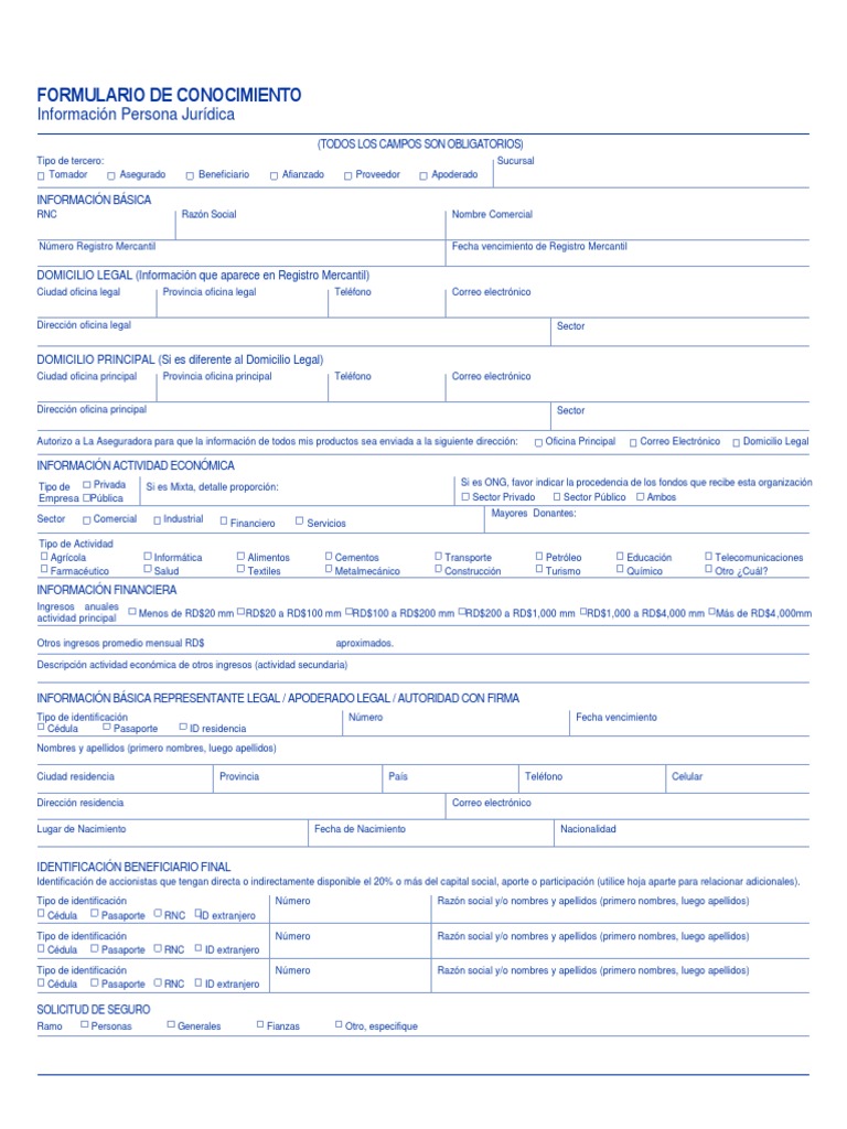 Formulario Conocimiento Persona Jurídico | PDF | Privacidad de la información