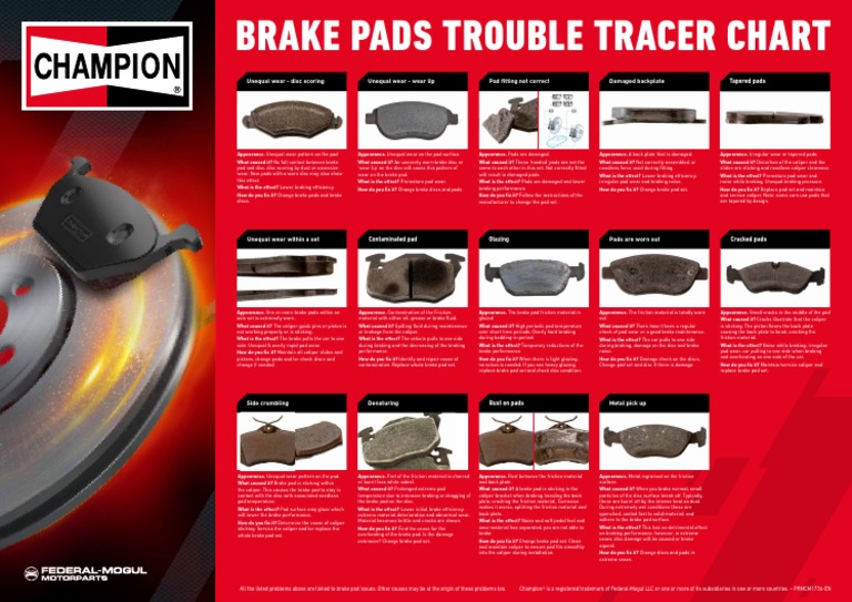 Brake Pads Trouble Tracer Chart | PDF | Brake | Manufactured Goods
