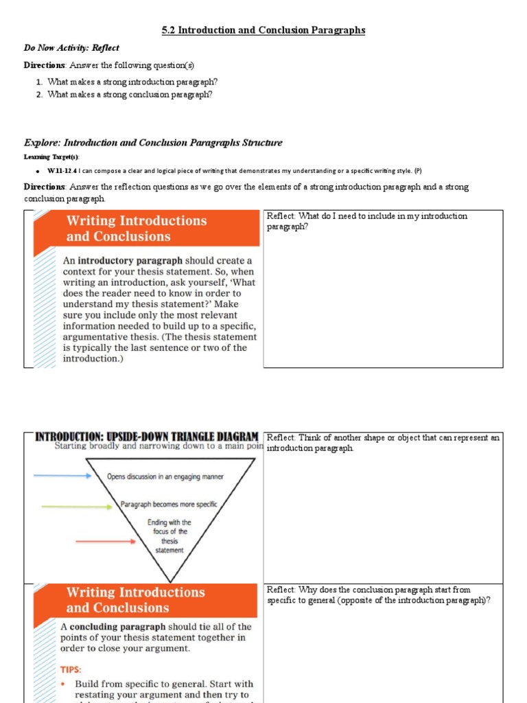 3.5.2 Introduction and Conclusion Handout | PDF | Argument | Logic