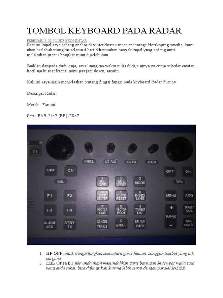 Tombol Keyboard Pada Radar | PDF