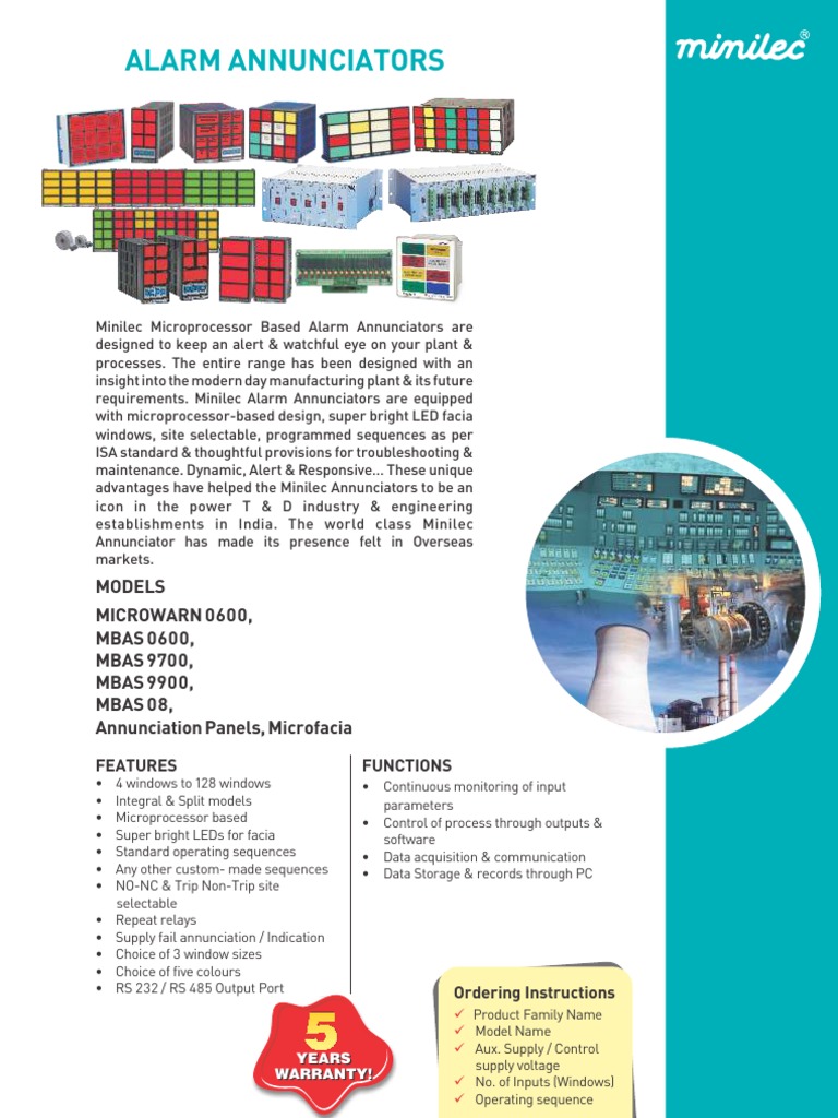 Minilec MBAS 0600 Annunciator Overview | PDF | Power Supply | Input/Output