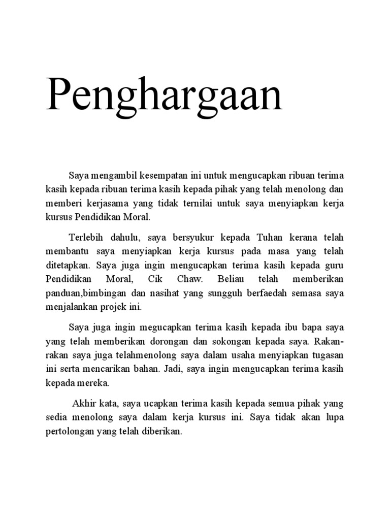 Contoh Penghargaan Kerja Kursus Geografi - Riset Contoh Penghargaan Kerja Kursus Geografi - Riset