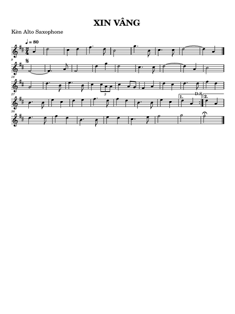 Alto Saxophone Sheet Music Guide | PDF
