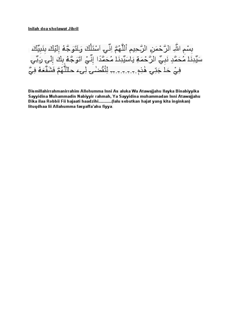 Inilah Doa Sholawat Jibril | PDF