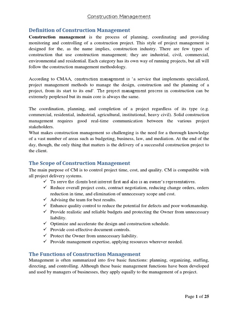 Construction Management Theory | PDF | Project Management | Leadership