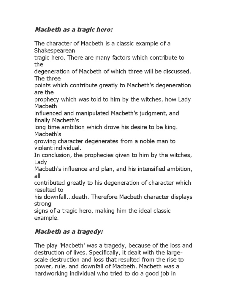 Macbeth As A Tragic Hero | PDF