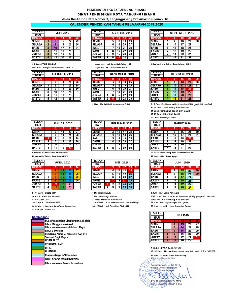 Kalender Pendidikan 2019 2020 Disdik Pdf