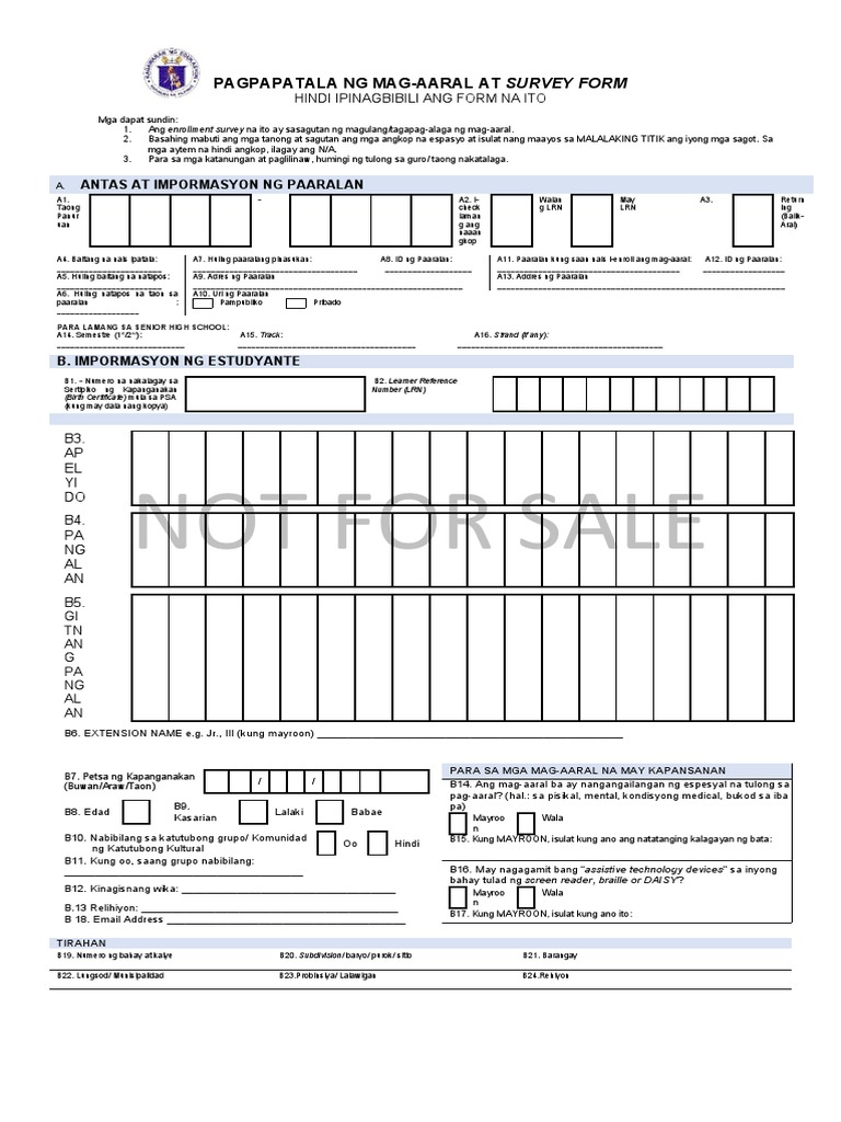 Modified Learner Enrollment and Survey Form Filipino | PDF