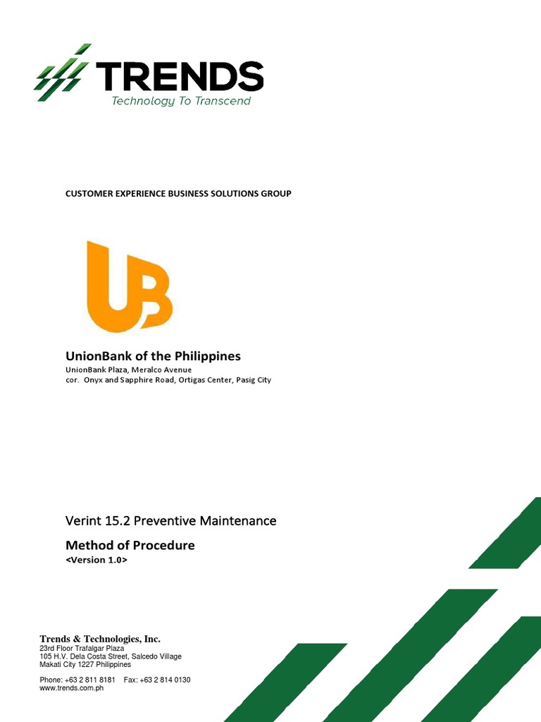 BSG-CX-MOP-001A-FSG - UBP - VERINT - Preventive Maintenance | PDF ...