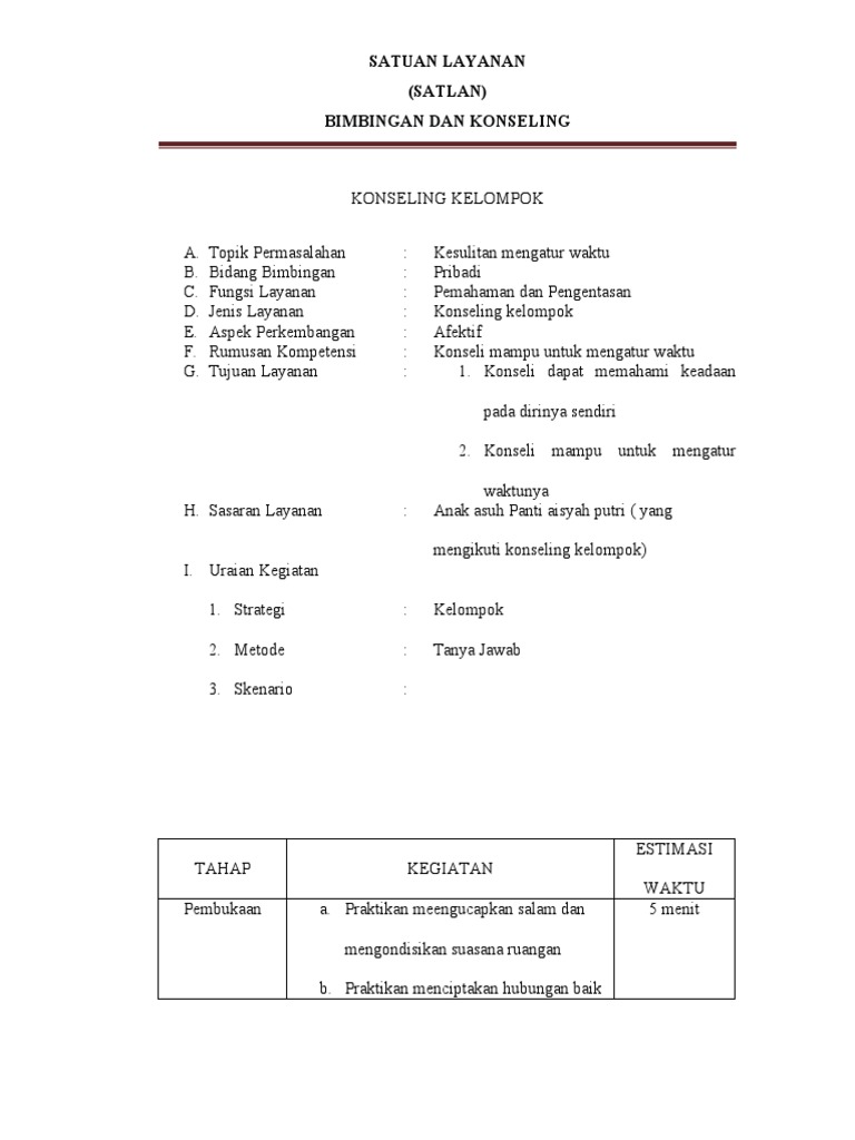 Satlan Konseling Kelompok | PDF