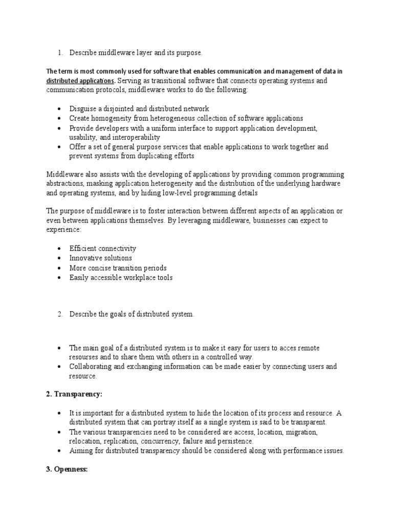 Describe Middleware Layer and Its Purpose | PDF | Distributed Computing ...