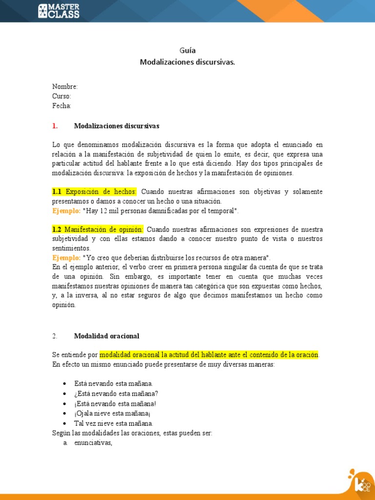 Guia - Modalizaciones Discursivas 1 | PDF | Ciencia cognitiva | Sintaxis