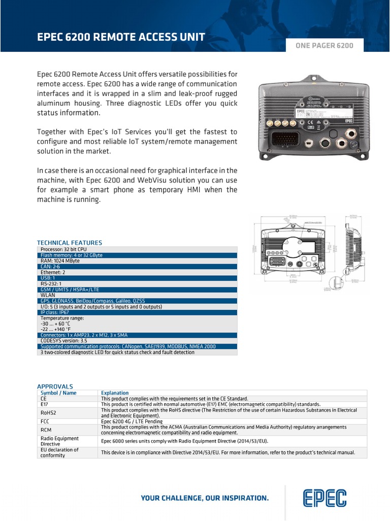 Epec DataSheet 6200 RemoteAccessUnit | PDF