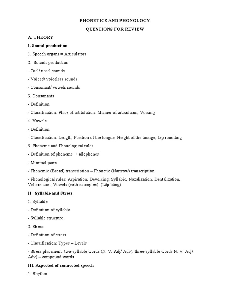 Phonetics and Phonology Review Questions | PDF