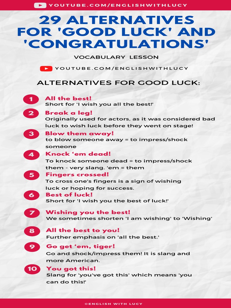 Good Luck and Congratulations | PDF | Lexicology | Vocabulary